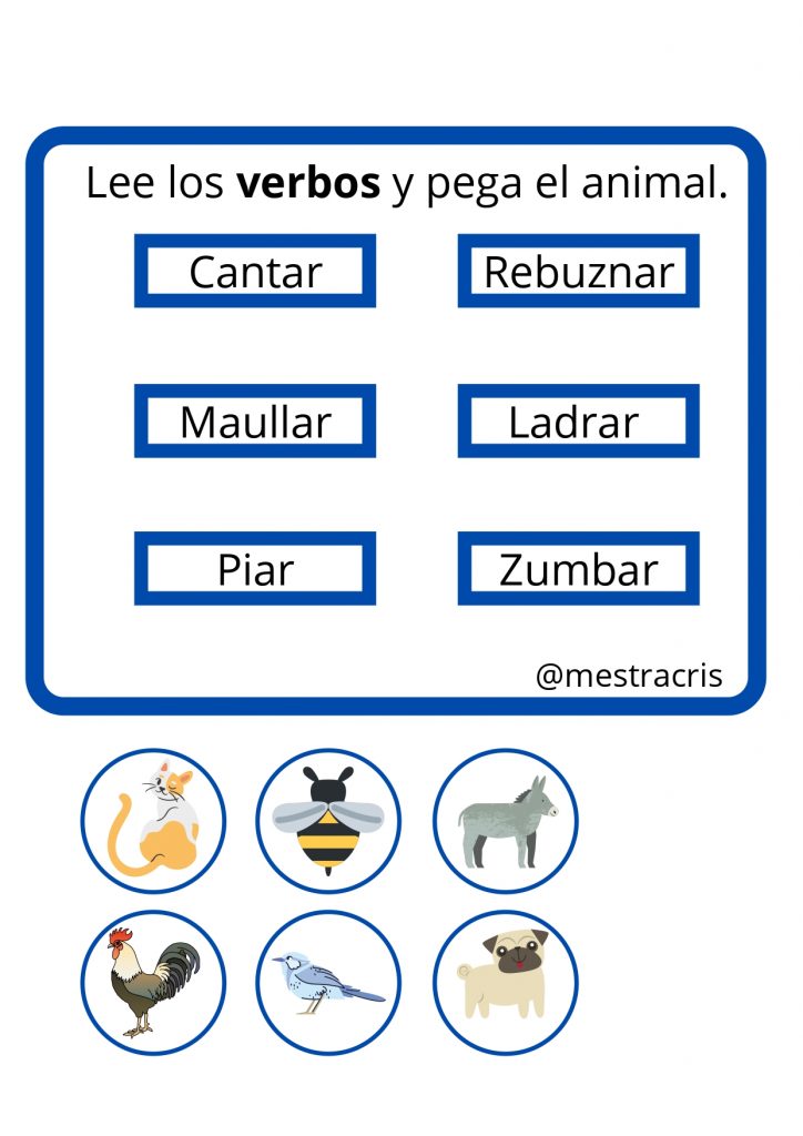 Tarjetero con actividades para trabajar los verbos y los adjetivos ...