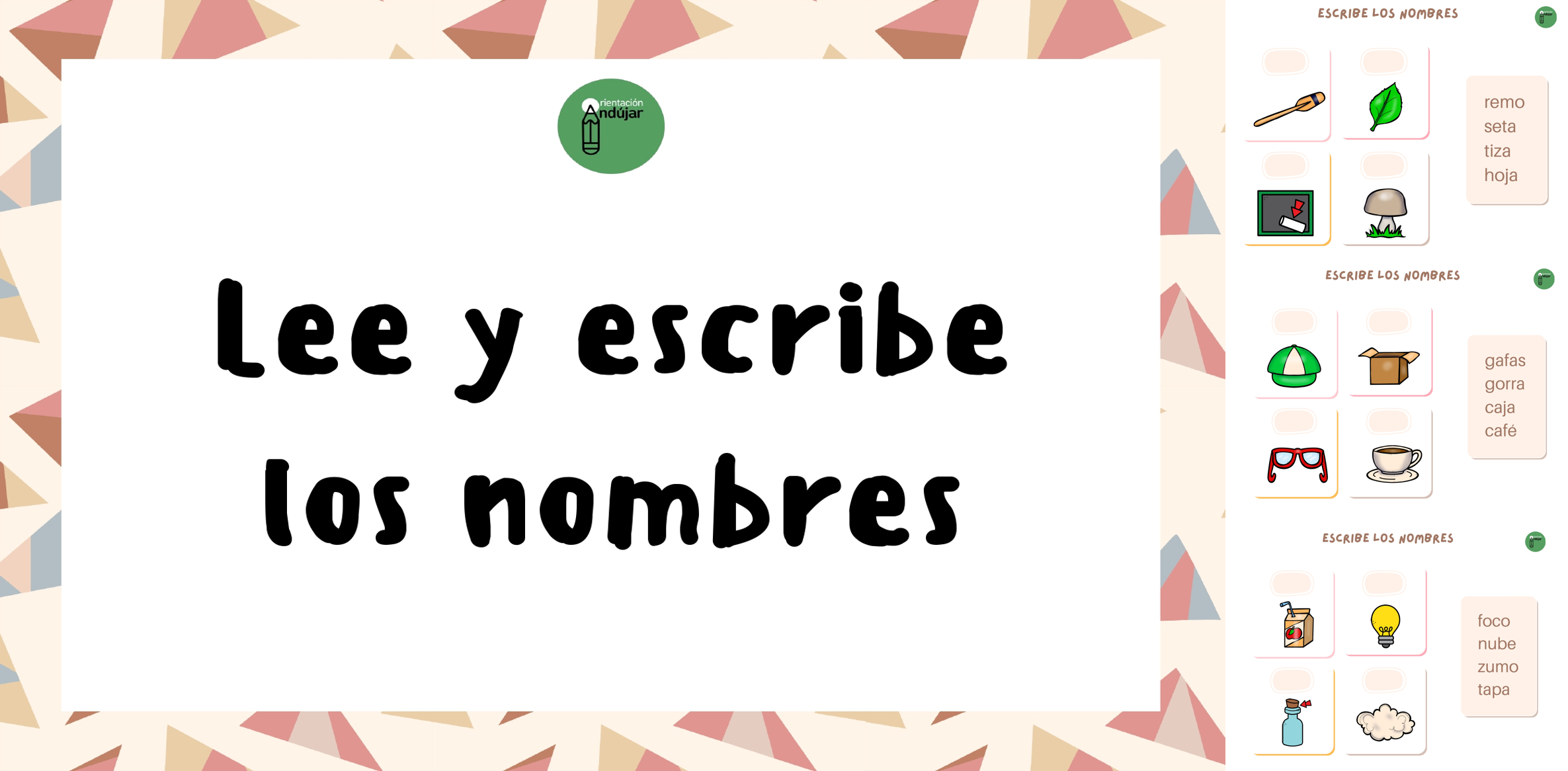 Lee y escribe los nombres - Orientacion Andujar