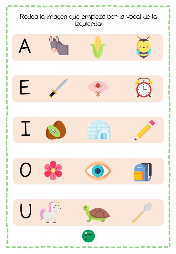 Lectoescritura: Palabras que empiezan por vocal - Orientacion Andujar