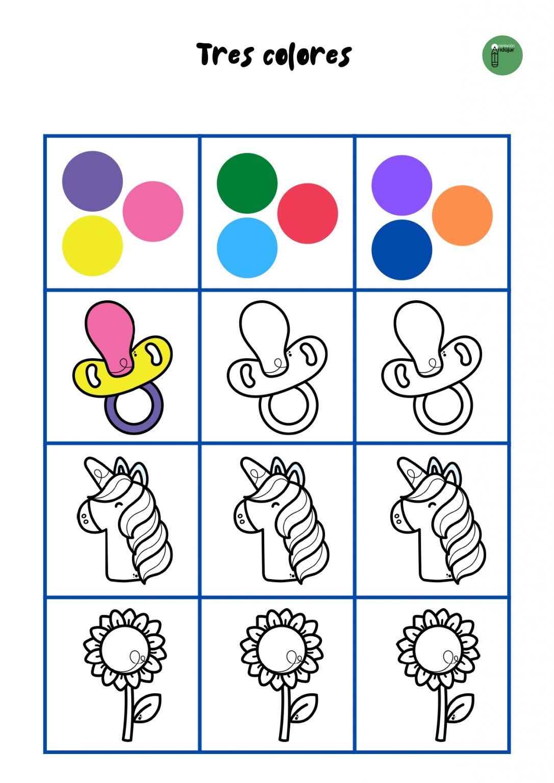 PERCEPCIÓN VISUAL Colorea según la tabla - Orientacion Andujar
