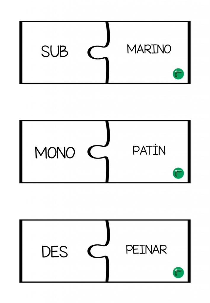 Puzzle manipulativo: Palabras con prefijos - Orientacion Andujar