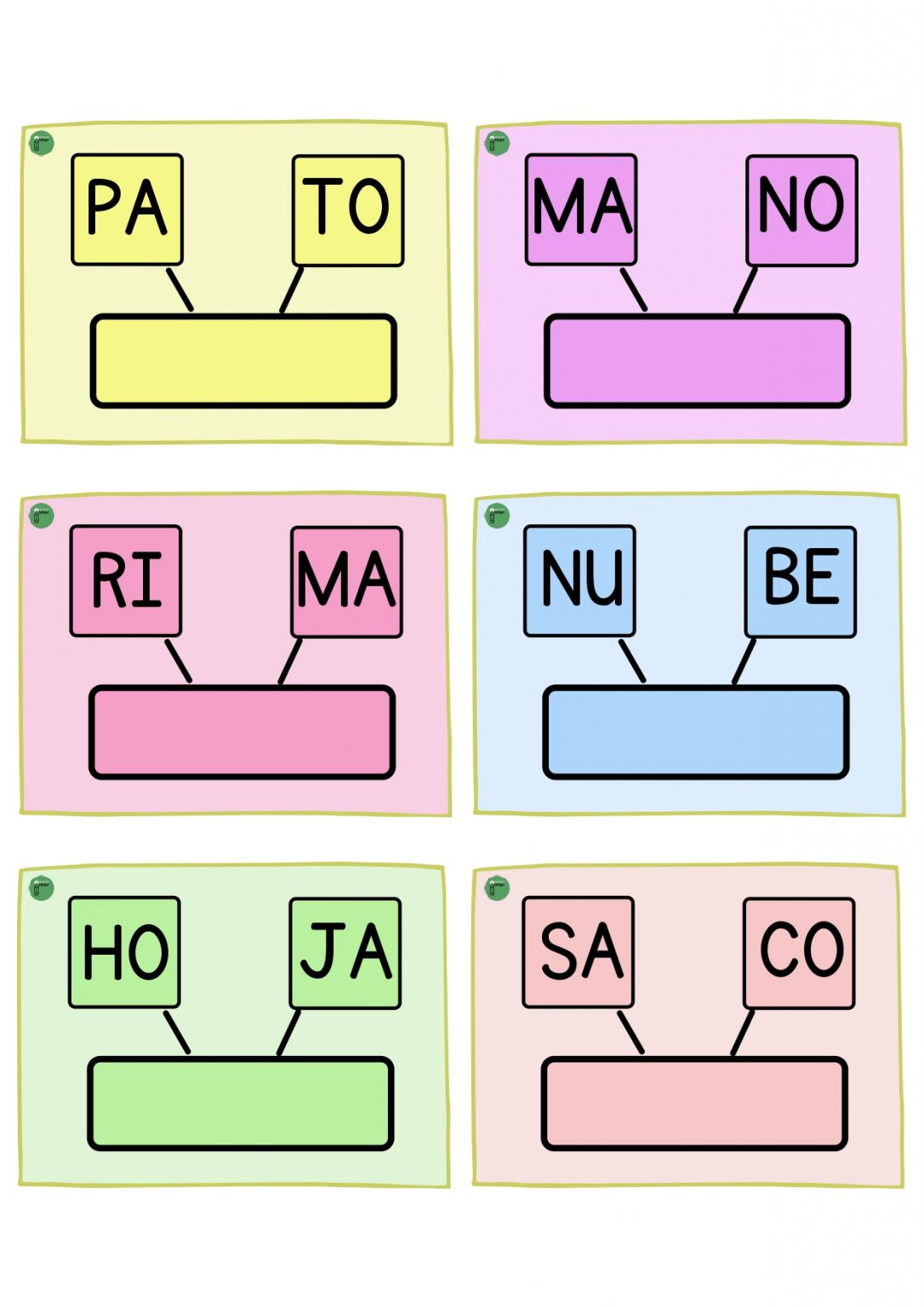 A partir de la unión de sus sílabas formamos palabras bisílabas ...