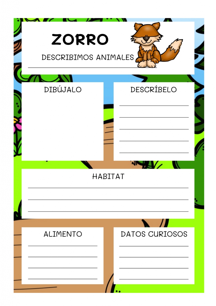 Bonitas fichas para describir animales - Orientacion Andujar