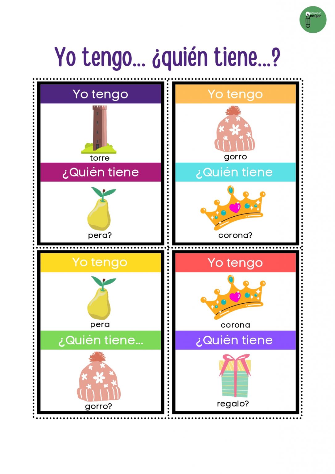 Yo tengo... ¿quién tiene...? Palabras con R y RR - Orientacion Andujar