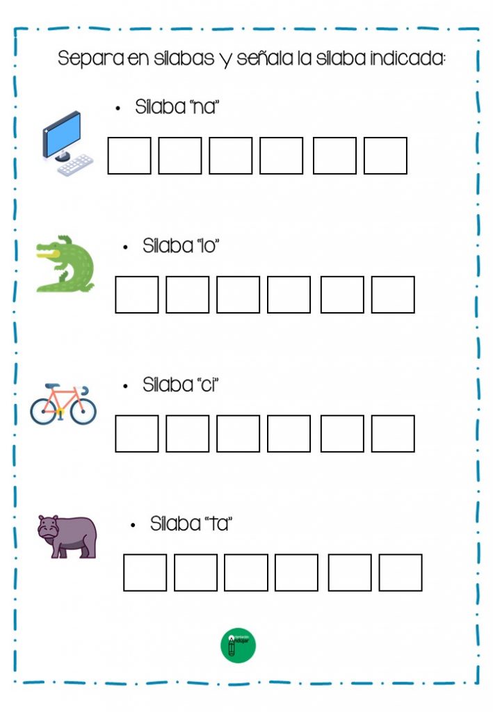 Actividad para trabajar la conciencia silábica - Orientacion Andujar