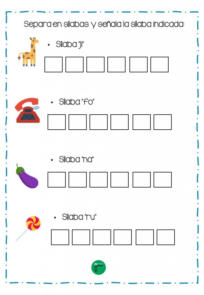 Actividad para trabajar la conciencia silábica - Orientacion Andujar