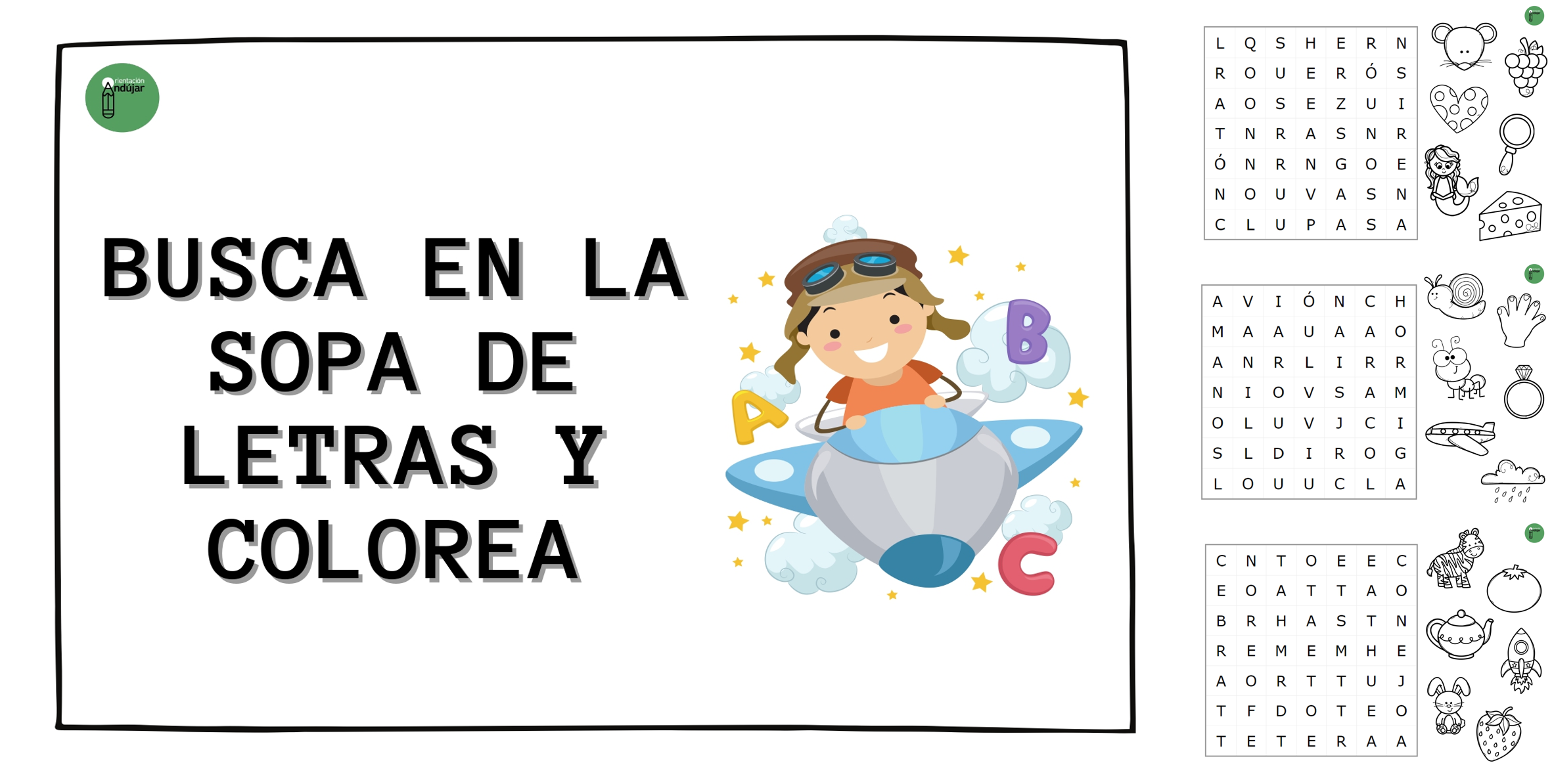Busca en la sopa de letras y colorea - Orientacion Andujar