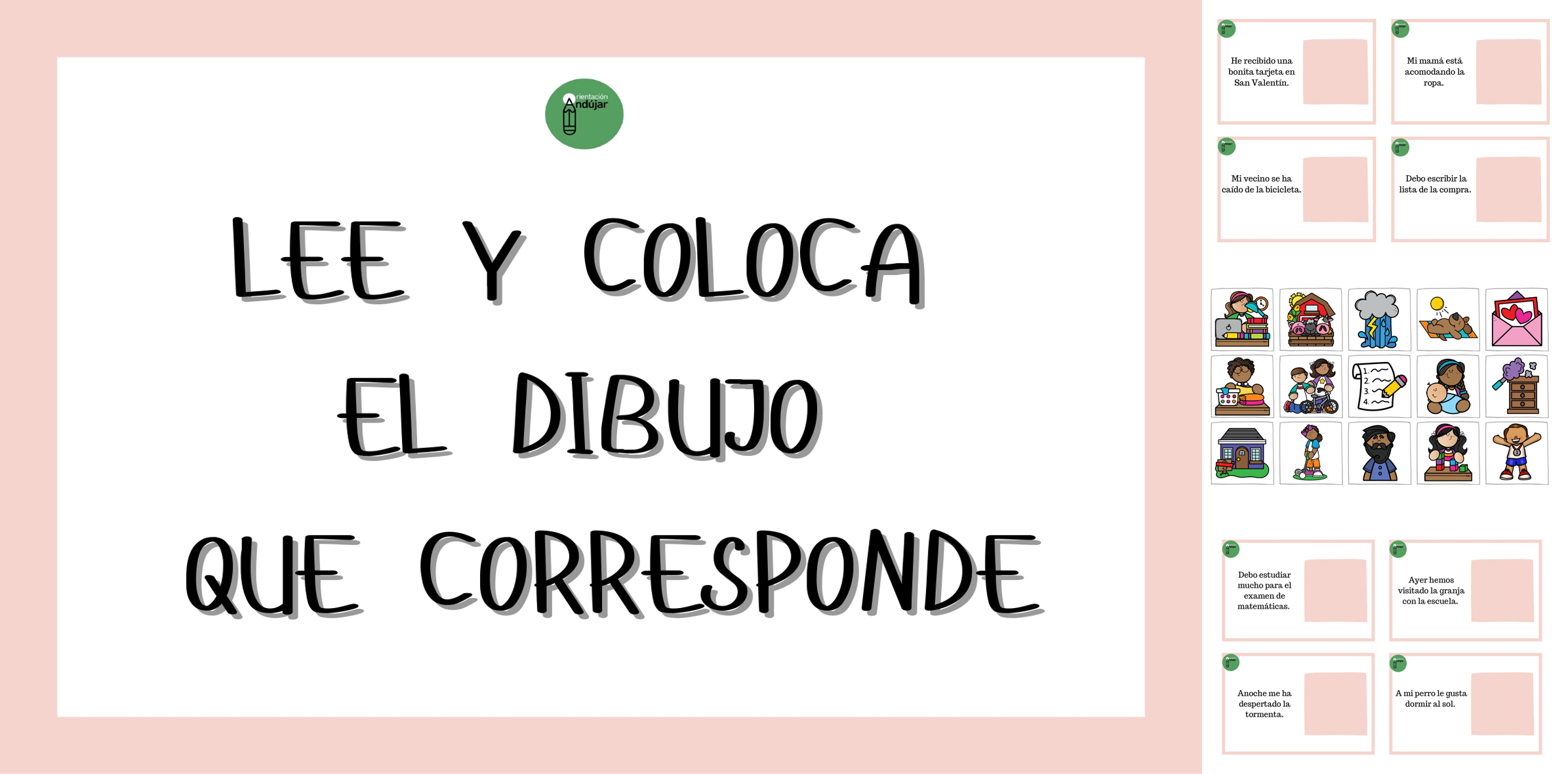 Lee y coloca el dibujo que corresponde - Orientacion Andujar