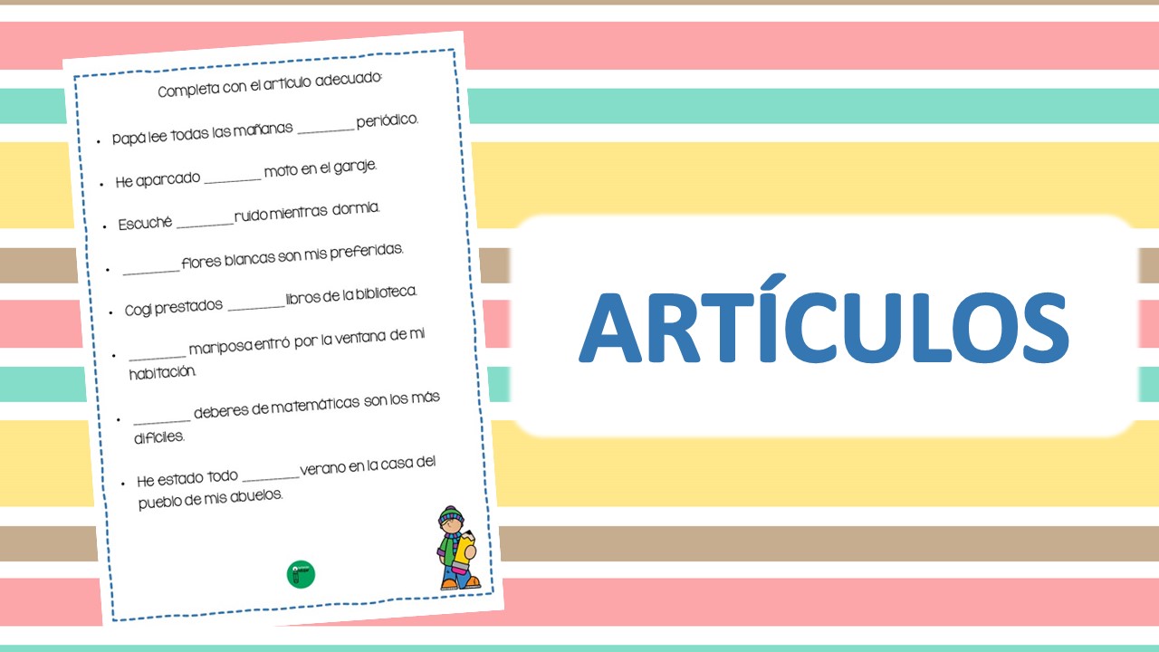 Ejercicio de lengua: Artículos - Orientacion Andujar