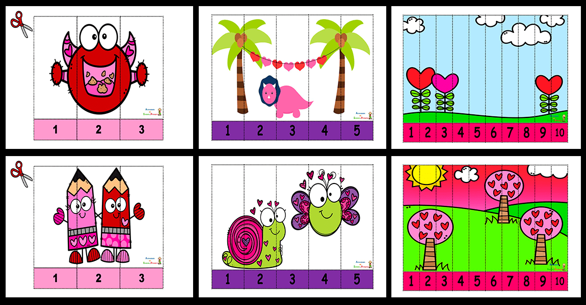 Especial día de San Valentín Colección de puzzles recortables ...