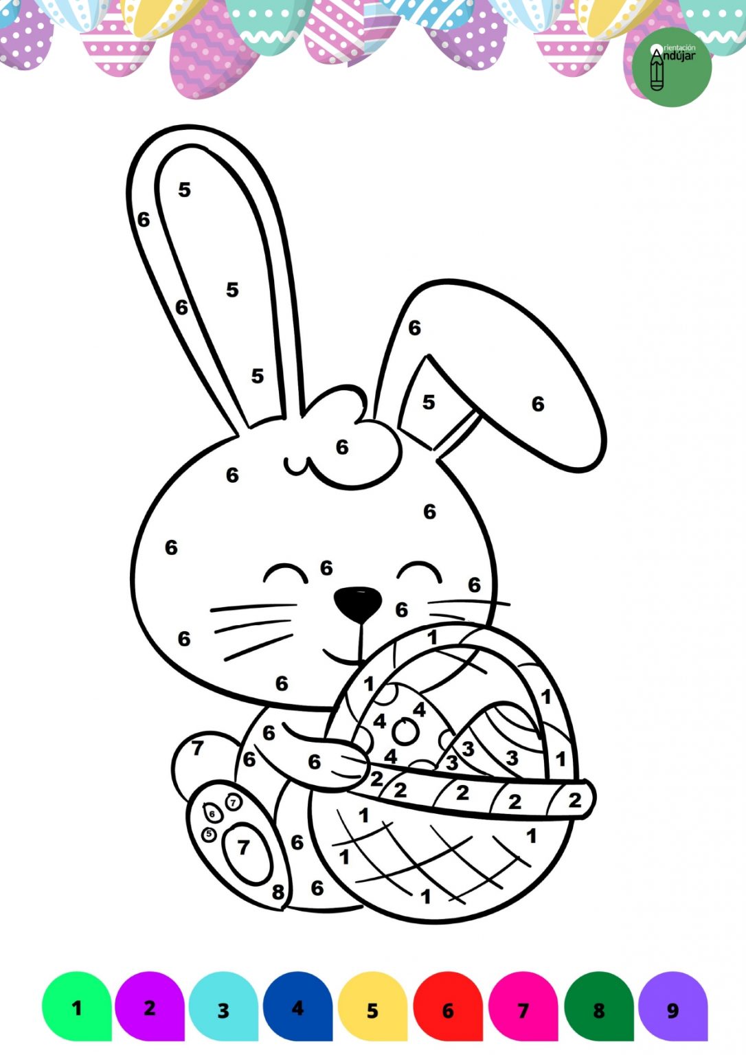 Colorea por número: bonitas láminas de animales de pascua - Orientacion ...