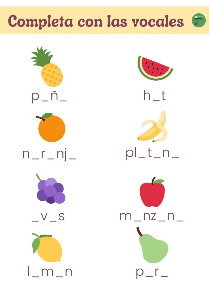 Completa con las vocales - Orientacion Andujar