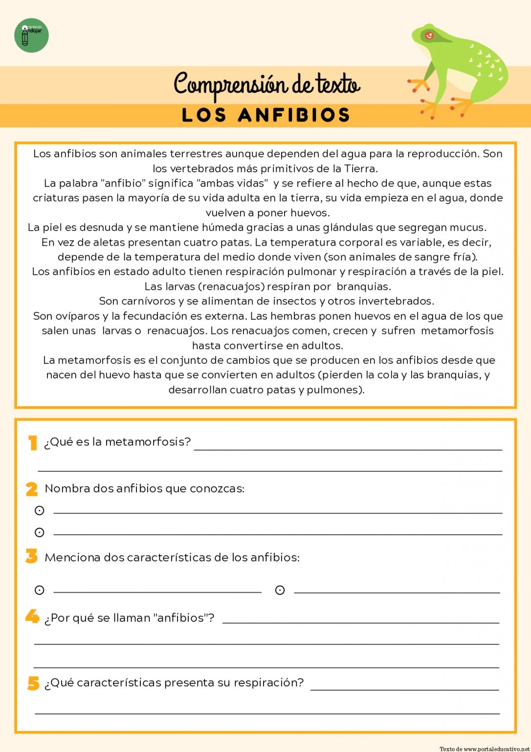 Comprensión de textos: animales invertebrados - Orientacion Andujar