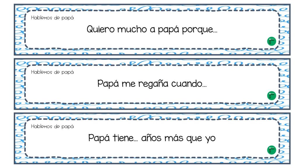 Tarjetas para trabajar la expresión oral: Hablemos de papá (especial ...