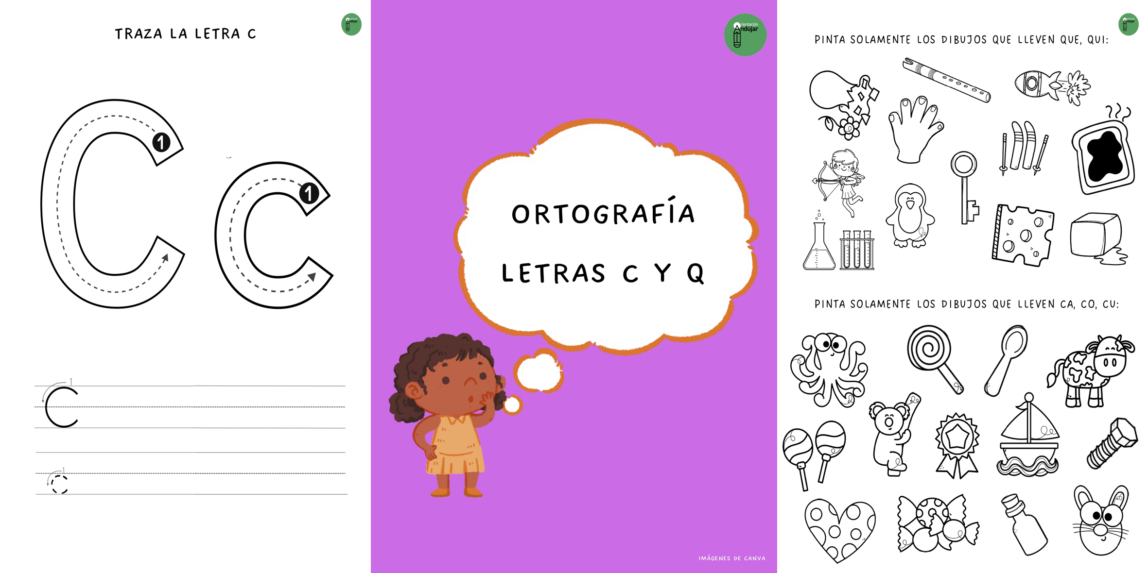 Geniales fichas de ortografía: letras C y Q - Orientacion Andujar