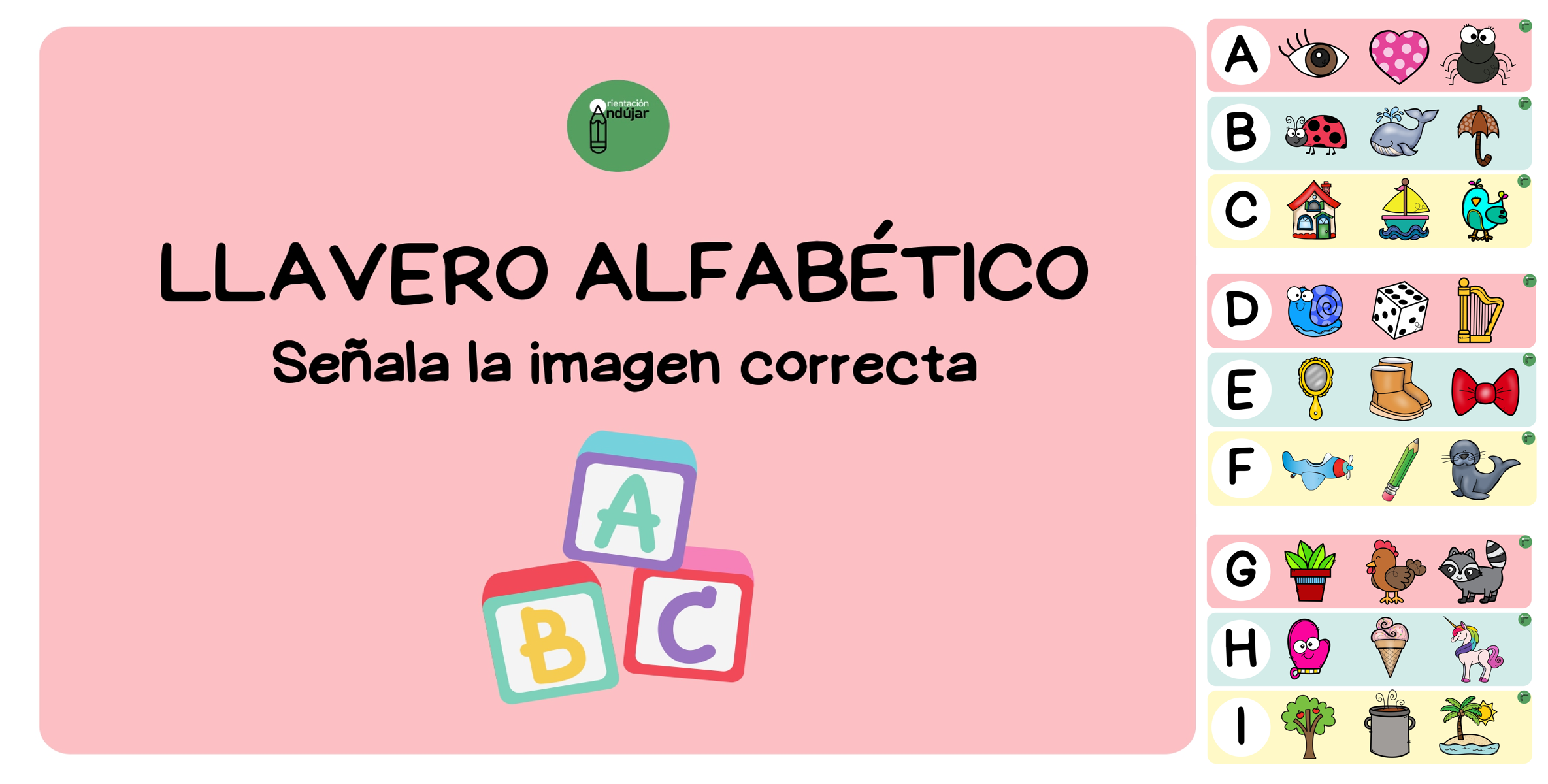 Llavero alfabético: señala la imagen correcta - Orientacion Andujar