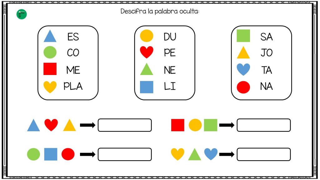 Juego de atención y conciencia silábica: Descubre la palabra oculta ...
