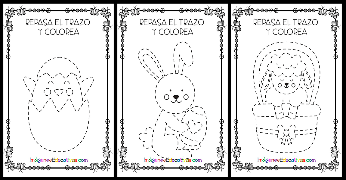 REPASA EL TRAZO Y COLOREA DIBUJOS DE PASCUA + mandalas + huevos ...