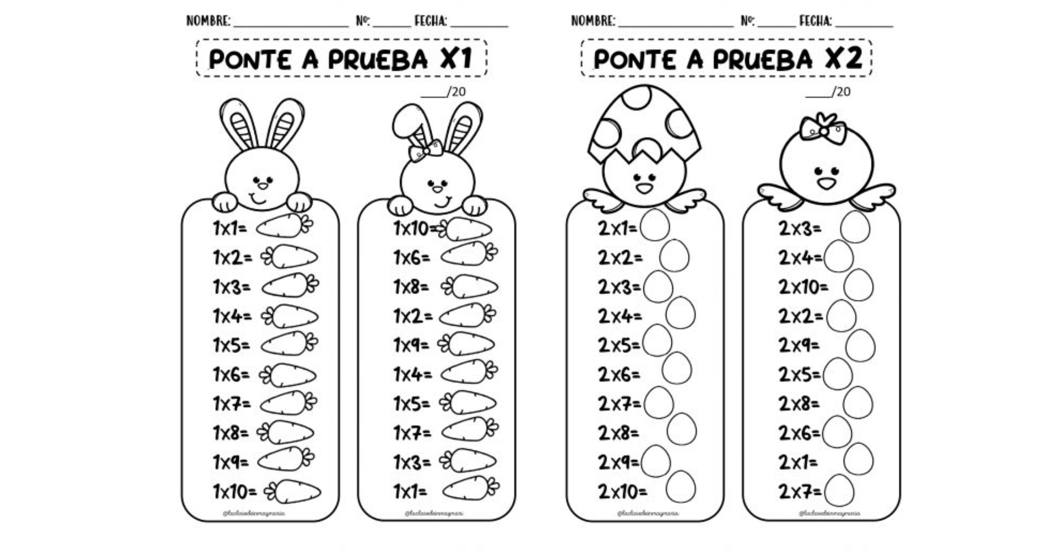 CONTROLES DE TABLAS DE MULTIPLICAR - Orientacion Andujar