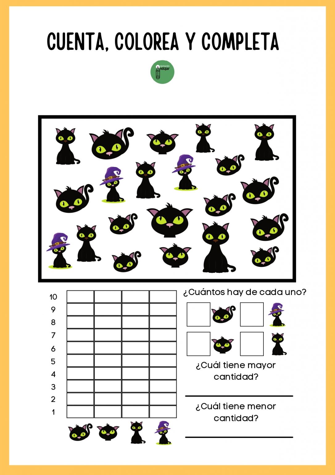 Cuenta, colorea y completa - Orientacion Andujar