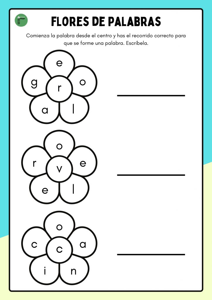 Flores de letras para construir palabras - Orientacion Andujar