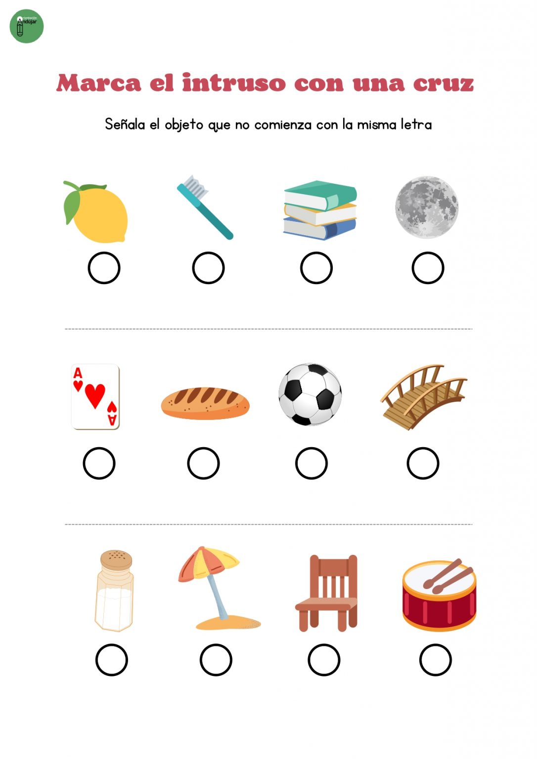 Señala el intruso trabajamos Conciencia fonológica letra inicial ...