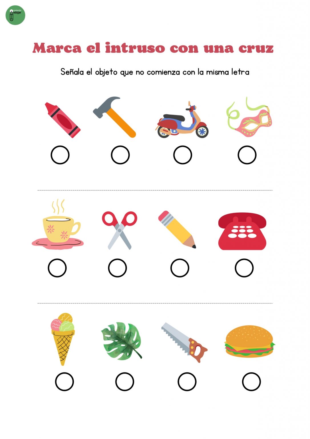 Señala el intruso trabajamos Conciencia fonológica letra inicial ...