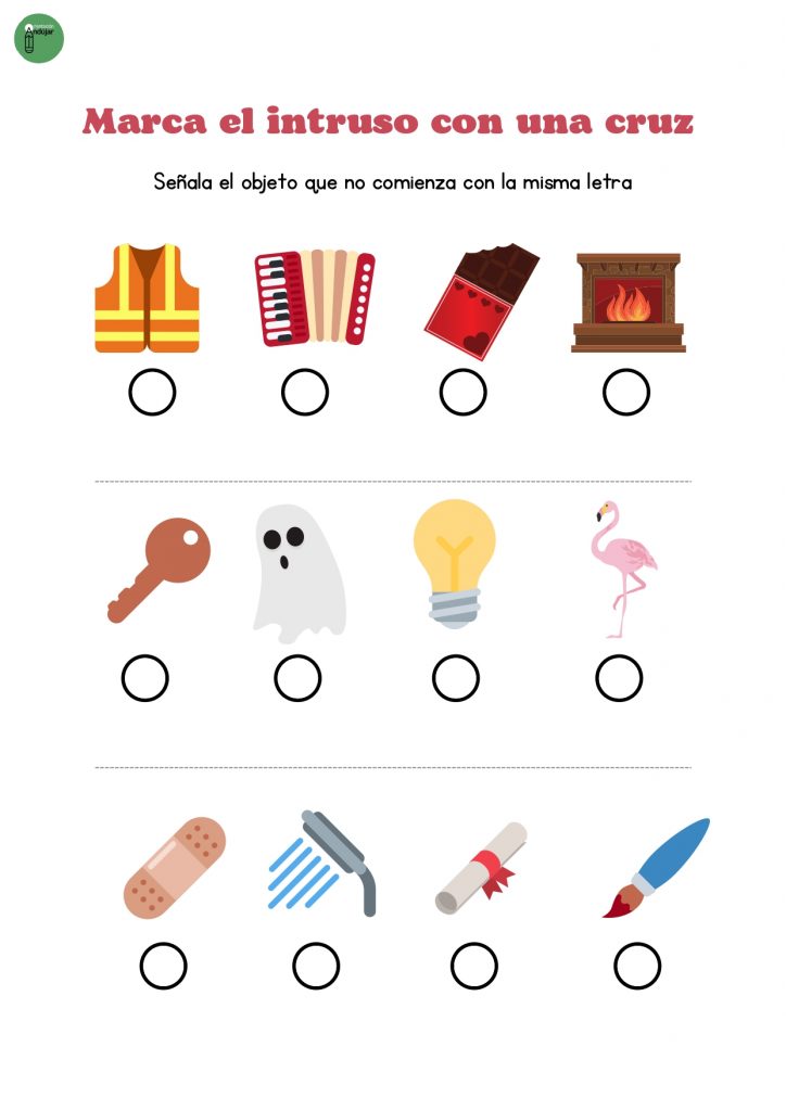 Señala el intruso trabajamos Conciencia fonológica letra inicial ...