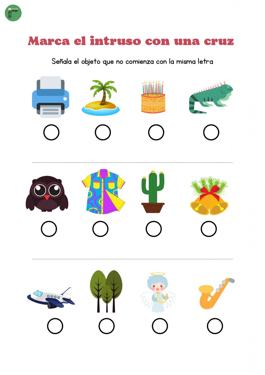 Señala el intruso trabajamos Conciencia fonológica letra inicial ...