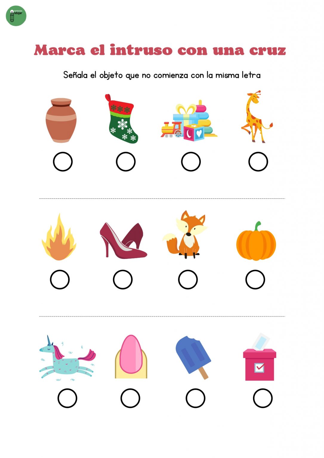 Conciencia fonológica letra inicial: Señala el intruso - Actividades de ...