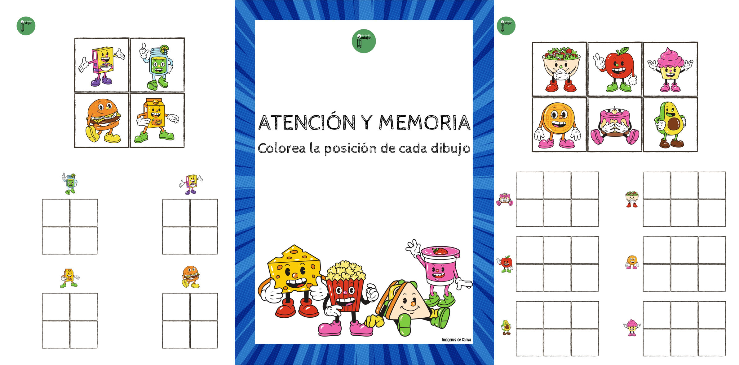 ATENCIÓN Y MEMORIA. Colorea la posición de cada dibujo. - Orientacion ...