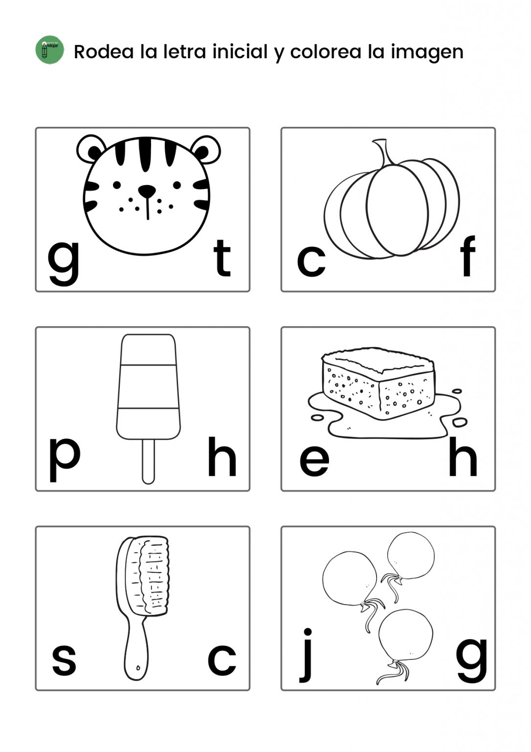 Conciencia fonológica Selecciona la letra inicial y colorea ...