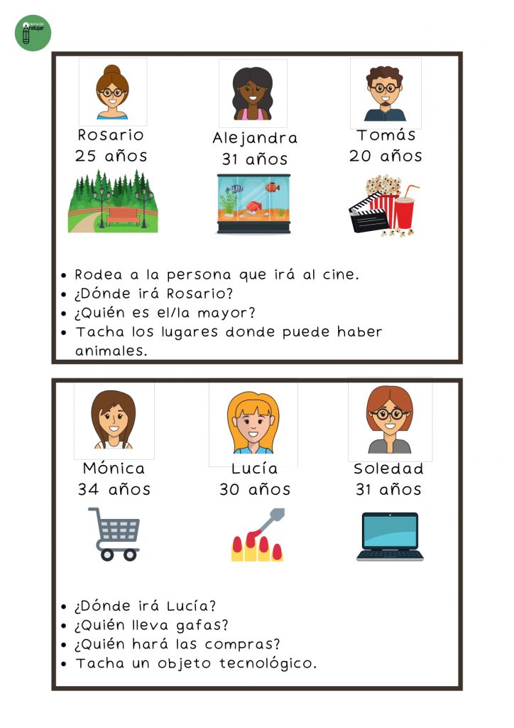 Tarjetas de comprensión lectora - Orientacion Andujar