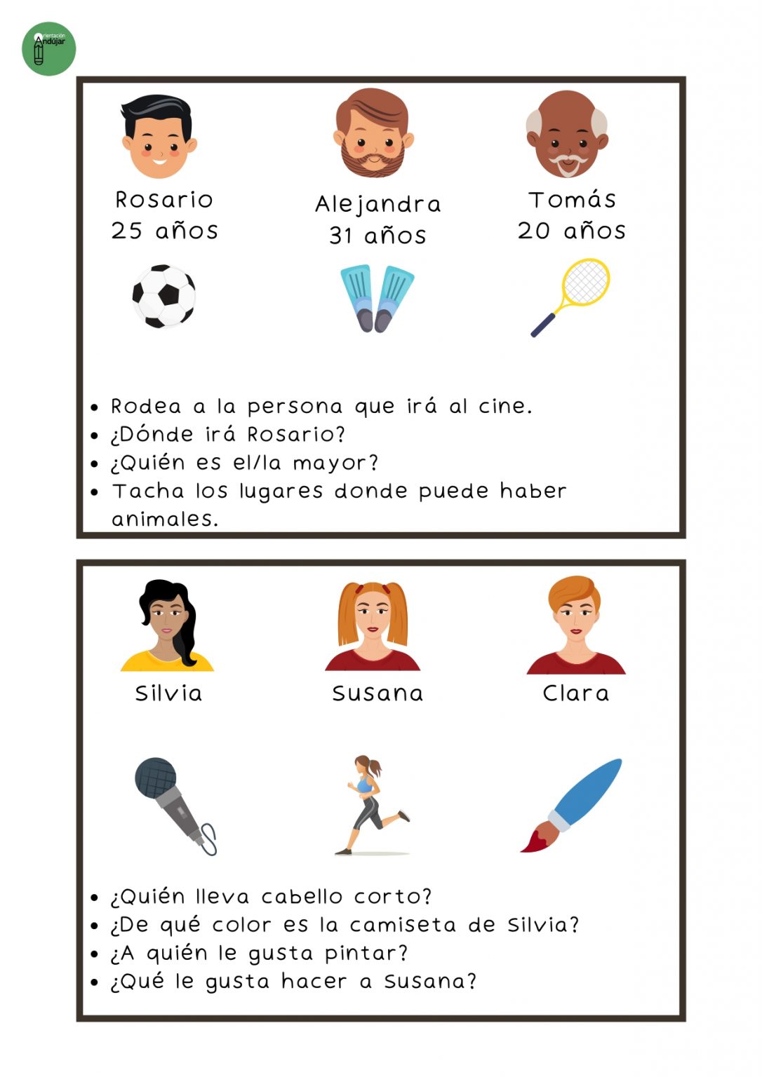 Tarjetas de comprensión lectora - Orientacion Andujar