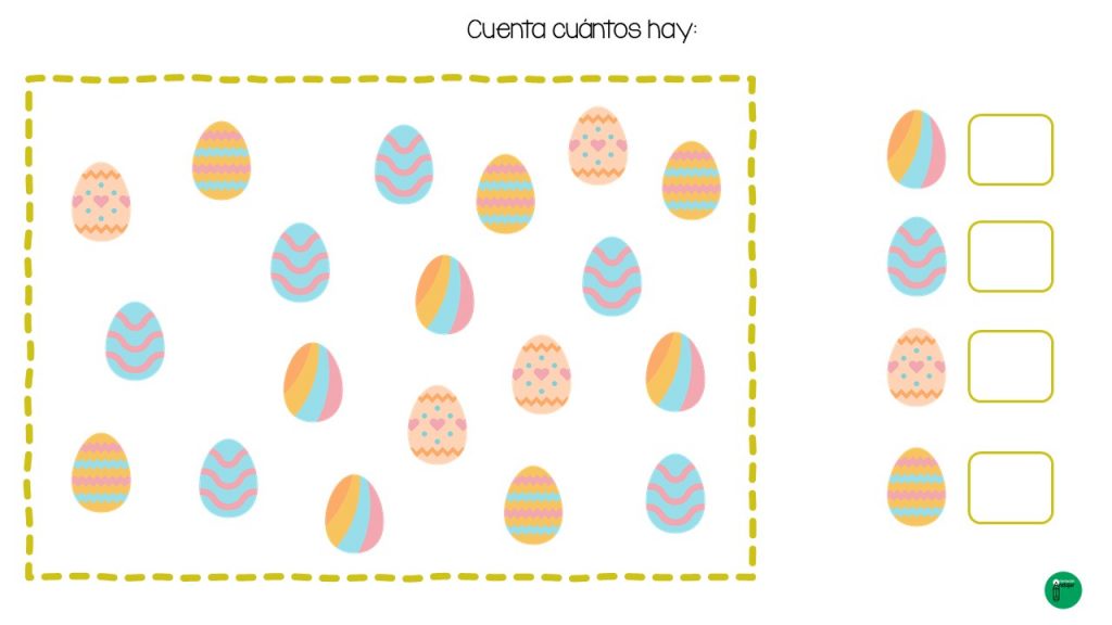 Fichas de conteo con huevos de Pascua - Orientacion Andujar