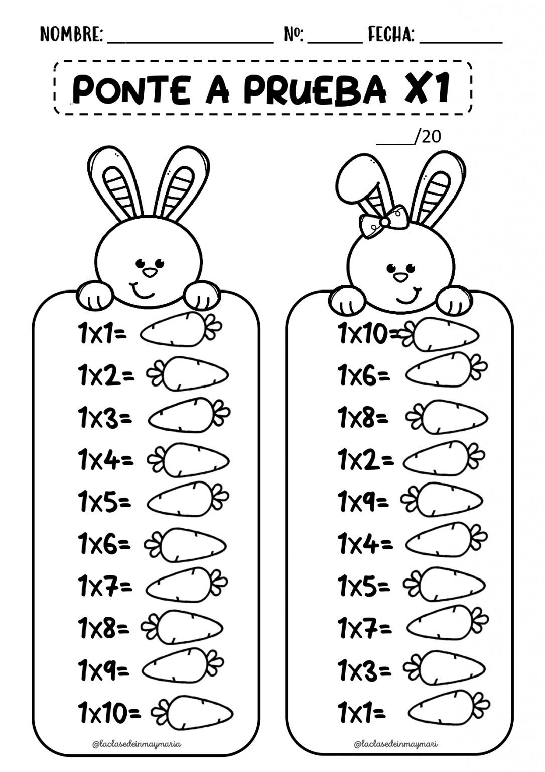 CONTROLES DE TABLAS DE MULTIPLICAR - Orientacion Andujar
