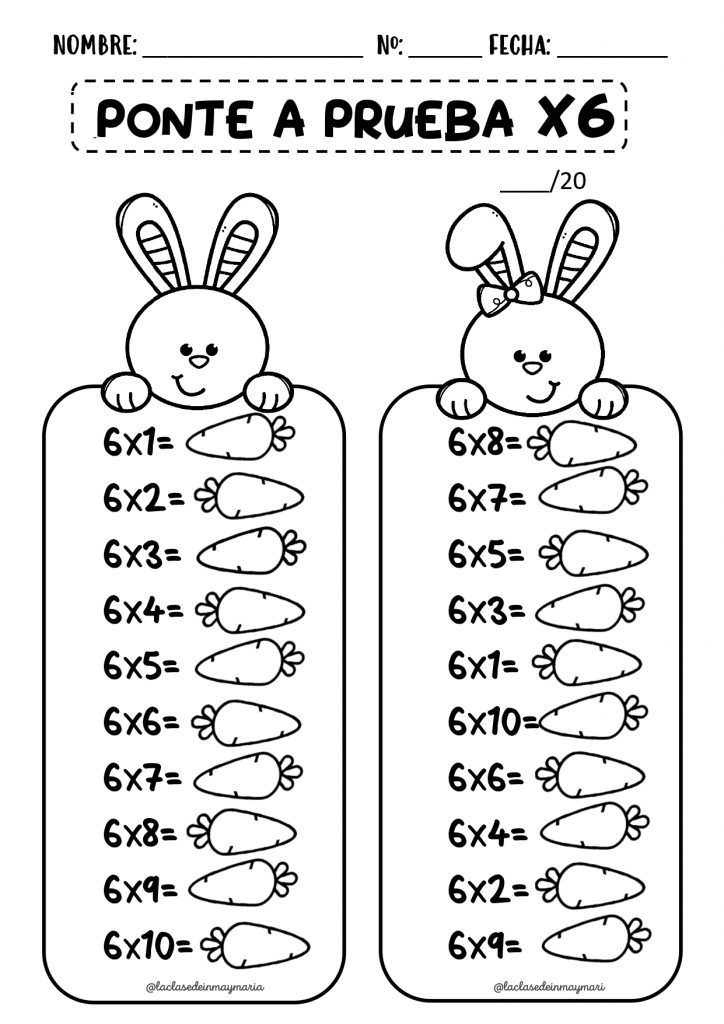 Ponte a prueba con las tablas de multiplicar - Orientacion Andujar