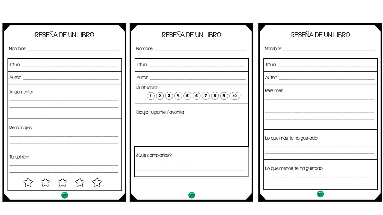 Hojas De Trabajo De Reseñas De Libros