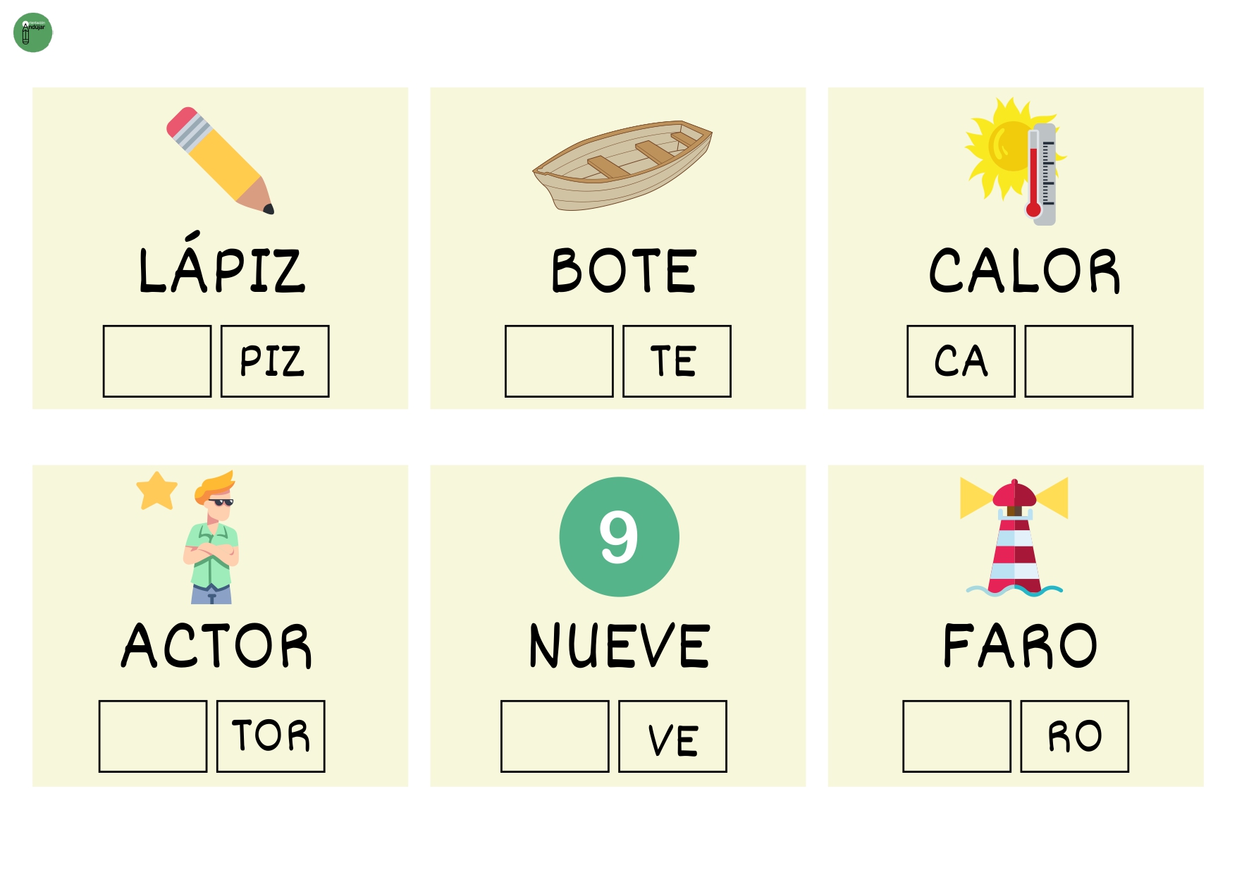 CONCIENCIA SILÁBICA: ¿Qué sílaba falta? - Orientacion Andujar