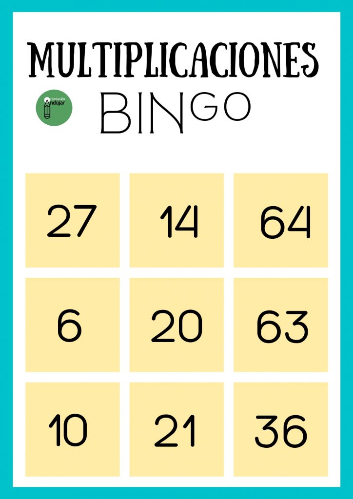 Divertido bingo de MULTIPLICACIONES - Orientacion Andujar
