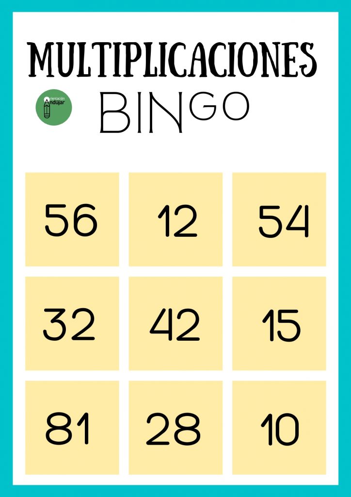 Divertido bingo de MULTIPLICACIONES - Orientacion Andujar