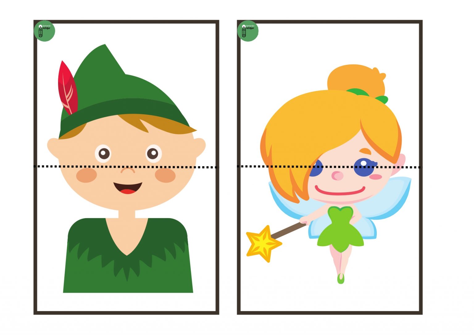 Molones puzzles de dos piezas: PERSONAJES DE CUENTOS - Orientacion Andujar