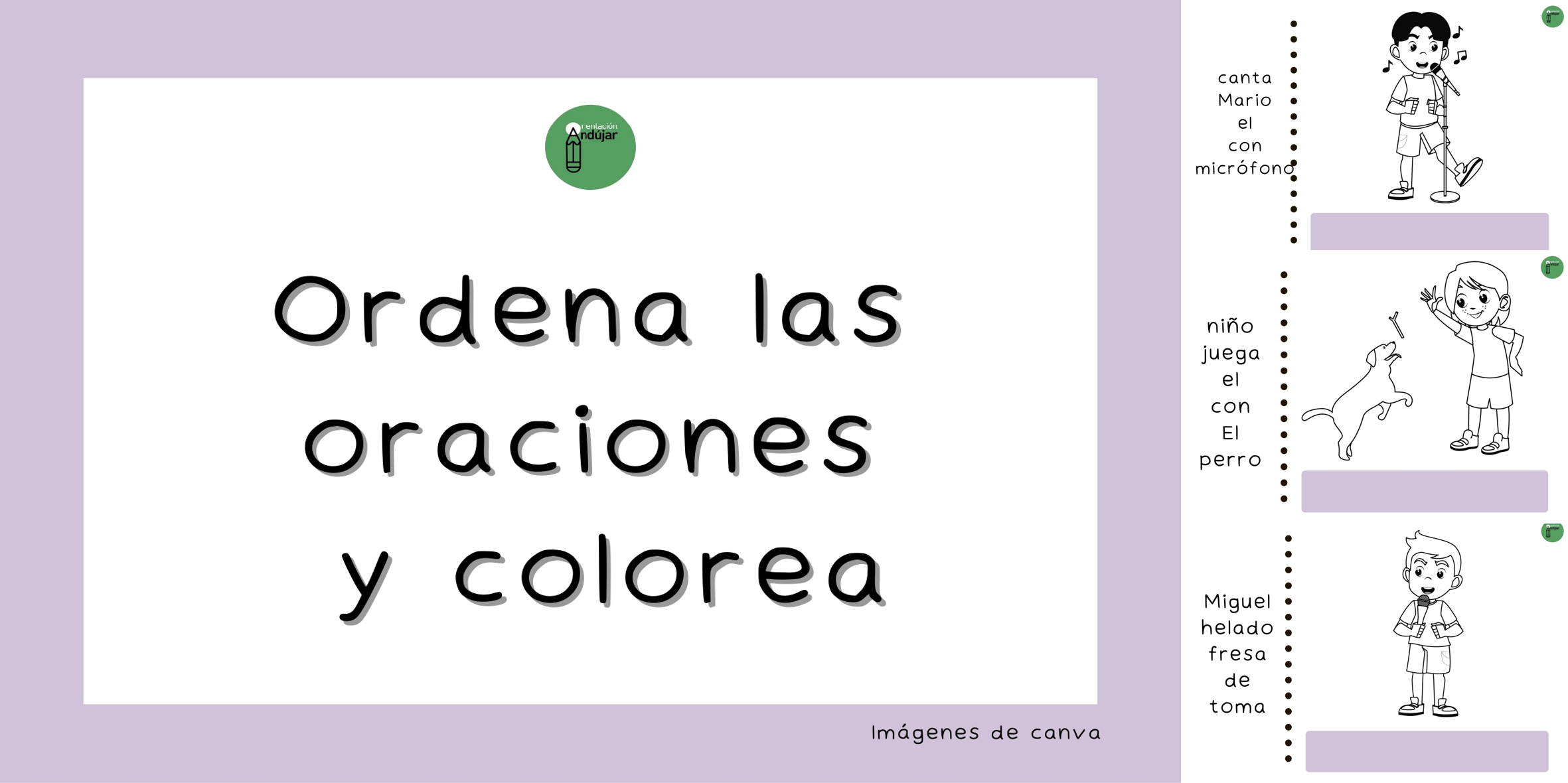 Ordena las oraciones y colorea - Orientacion Andujar