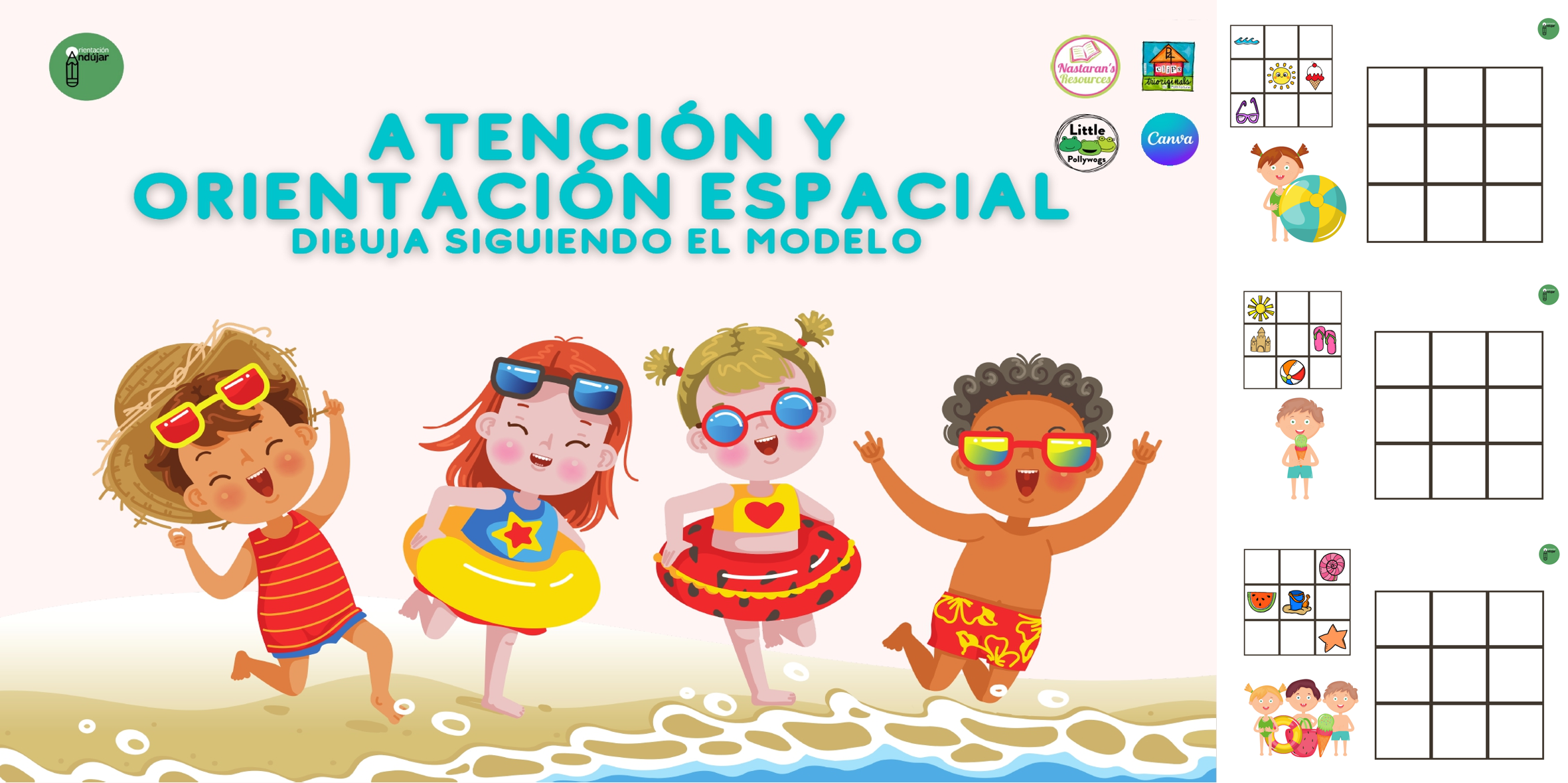 Fichas para ejercitar la atención y la memoria con dibujos de verano en ...