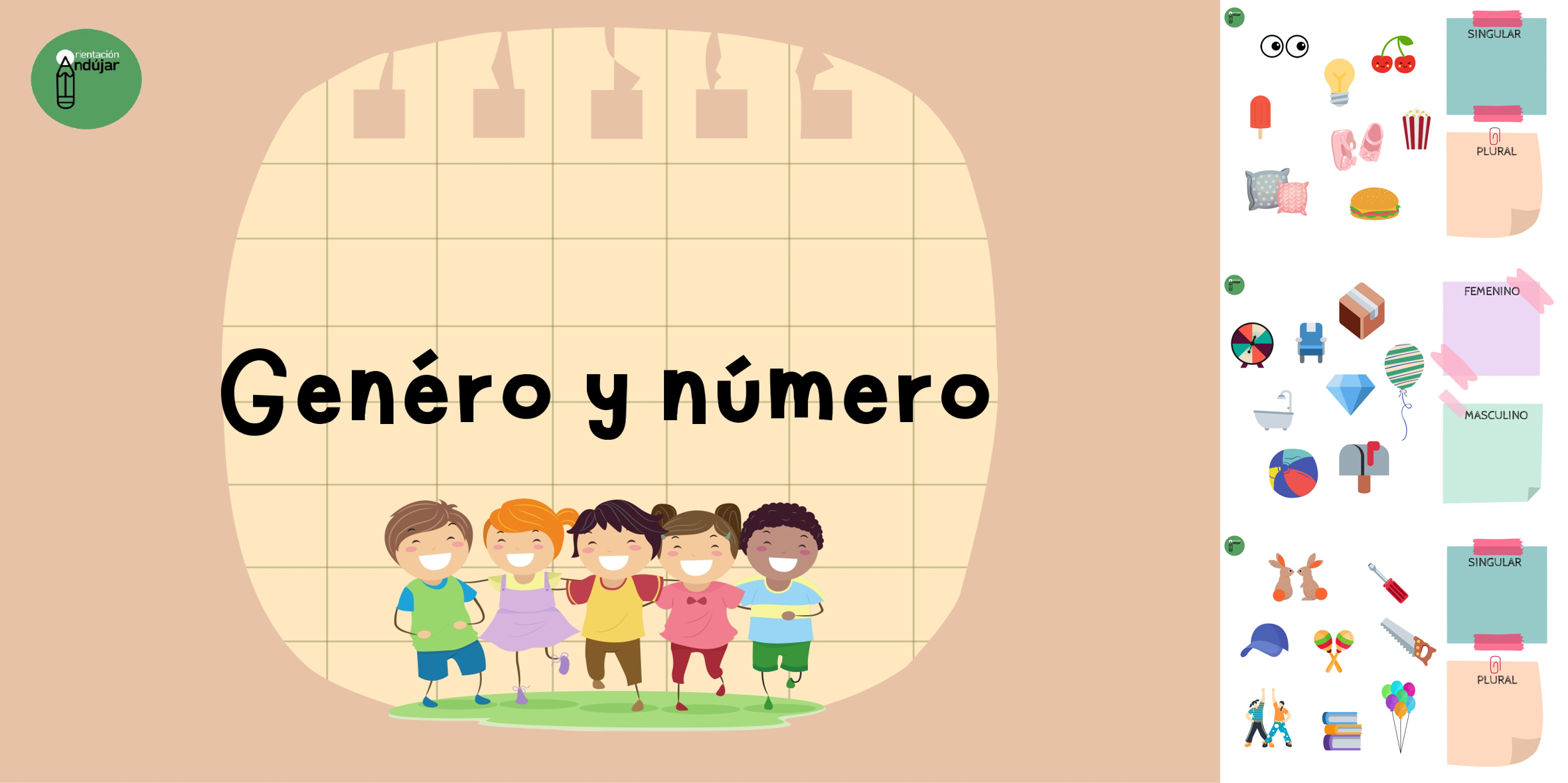 Clasificamos sustantivos según su género y número - Orientacion Andujar