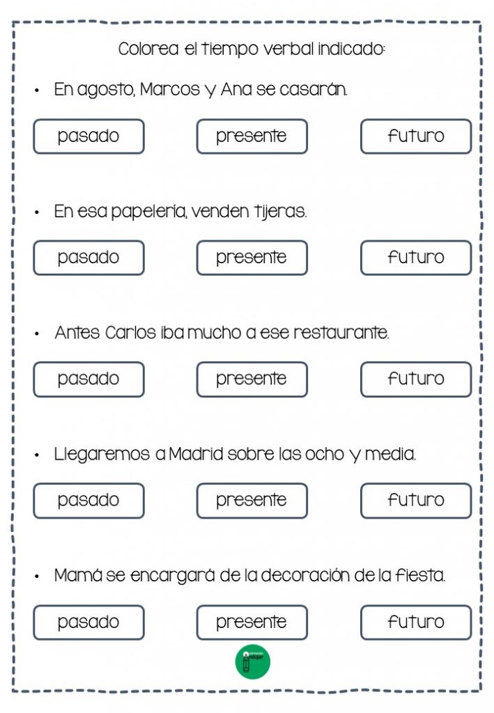 Tiempos verbales en oraciones - Orientacion Andujar
