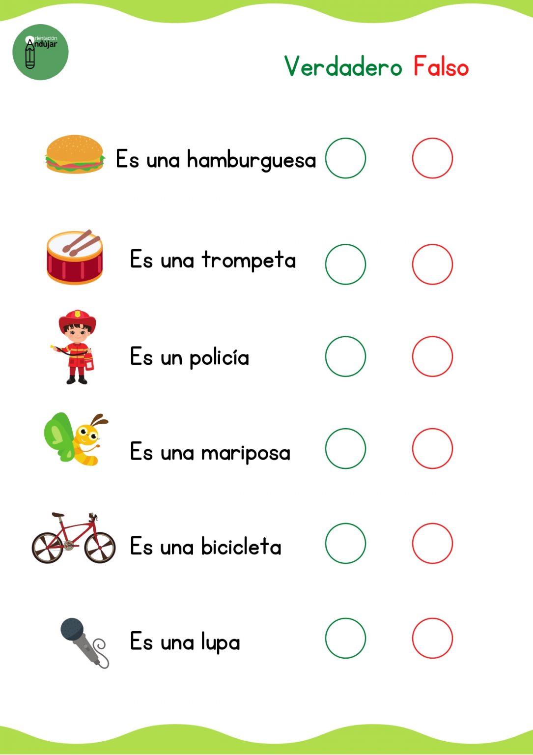 ¿Verdadero o falso? Con sencillas frases y dibujo - Actividades de ...