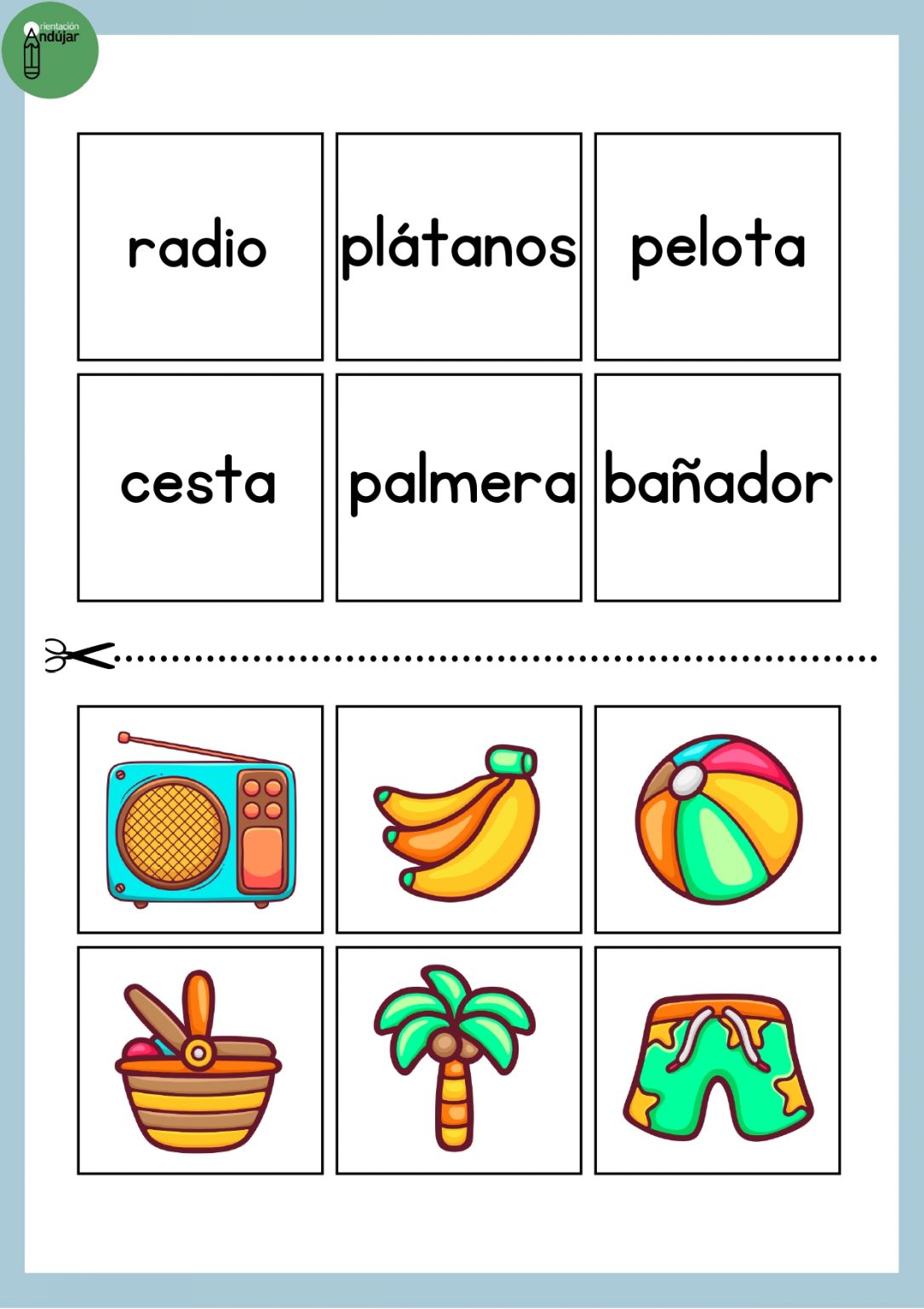 COMPRENSIÓN LECTORA DE PALABRAS: lee, recorta y pega - Orientacion Andujar