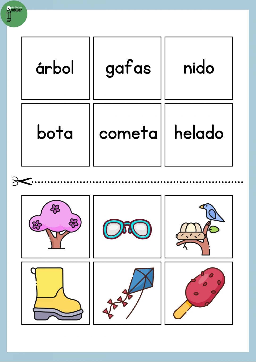 COMPRENSIÓN LECTORA DE PALABRAS: lee, recorta y pega - Orientacion Andujar