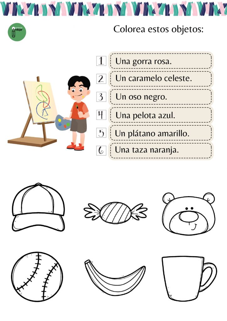 Comprensión de frases cortas para colorear - Orientacion Andujar